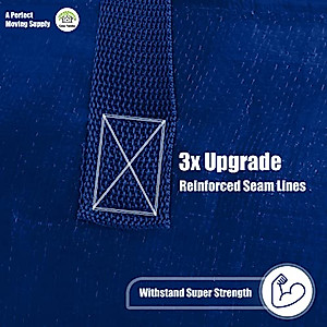 Cosy Family 4 Pack Heavy Duty Extra Large Moving Bags with Backpack Straps - Strong Handles & Zippers, Storage Totes For Space Saving, Fold Flat, Alternative to Moving Box (X-Large-Set of 4, Blue)