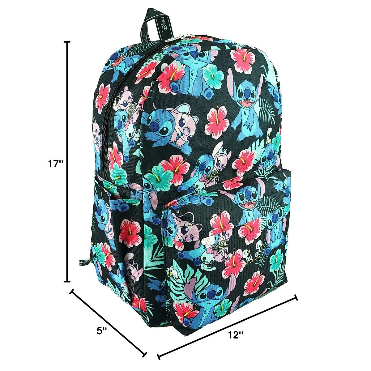 Wondapop Disney Lilo & Stitch 17 Inch Deluxe Backpack with Laptop Compartment (Black)