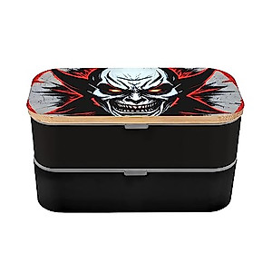 Red And Black Evil Ghost Adult Lunch Box, Bento Box, With Cutlery Set Of 3, 2 Compartments, Rectangular, Lunch Box For Adults