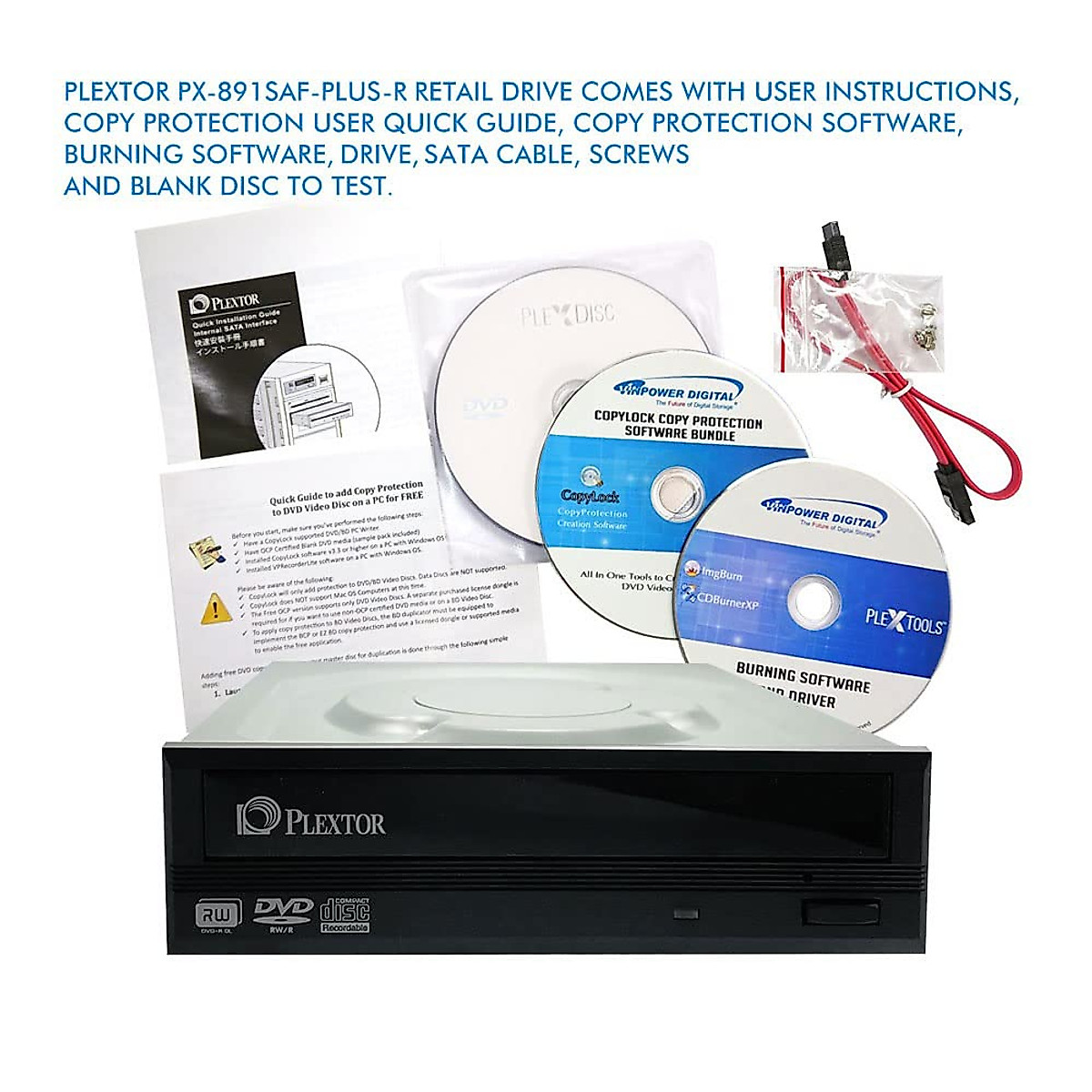 Digital Plextor PlexWriter 24X SATA DVD/RW Dual Layer Burner Drive Writer - Black Optical Drives PX-891SAF-PLUS-R (Retail)