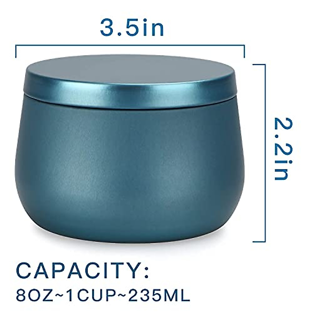 LAJDL Candle Tin 24 Piece, 8 oz, Metal Round Candle Containers with Lid, Candle Jars for DIY Candle Making,Arts & Crafts, Storage Candle Making Party Supplies(Blue),AM-C-08-1