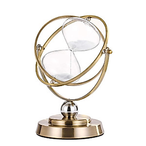 BAWAQAF 360 Degree Rotating Hourglass European Metal Sand Timer 60 Minute Sand Clock Vintage Brass Sandglass Home Office Kitchen Timer