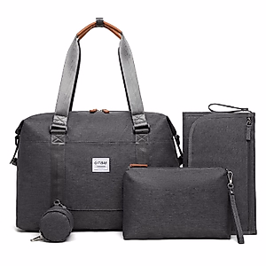 Large Diaper Bag Tote with Changing Pad and Cosmetic Bag,Mommy Bag for Hospital and Travel