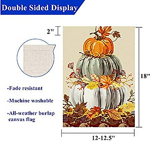 Covido Happy Fall Garden Flag Home Decorative Pumpkin Patch Maple Leaves House Yard Outside Small Flag, Welcome Autumn Outdoor Harvest Decoration Farmhouse Thanksgiving Decor Flag Double Sided 12 x 18