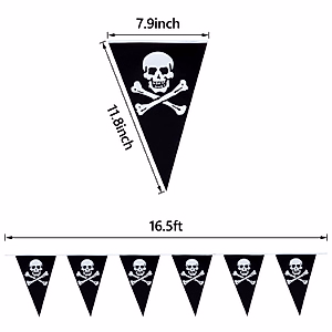 60 Pieces Pirate Banners Pirate Theme Party Decoration Pirate Skull Pennant Triangle Flags for Birthday Party Supplies