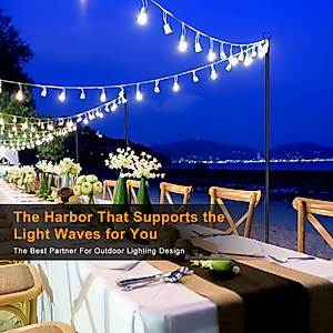 String Light Poles for Outside, 2 Pack 9ft 5 Prong Base Poles for Outdoor String Lights with Hooks- Garden, Backyard, Patio Light Poles for Wedding Party Deck Christmas