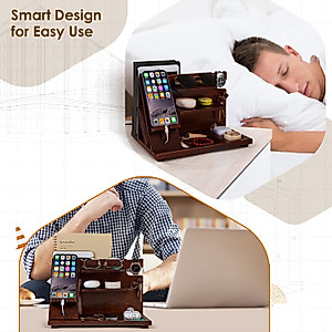Nightstand Organizer Wooden Docking Station Charging Phone Stand Holder Gadgets Organizer for Wallet Watch Key Wireless Headphones,Dad Gifts Men Birthday Gift Idea from Son Daughter