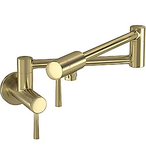 IMLEZON Pot Filler Faucet Stainless Steel Commercial Wall Mount Kitchen Sink Faucet Folding Stretchable with Single Hole Two Handles Champagne Bronze