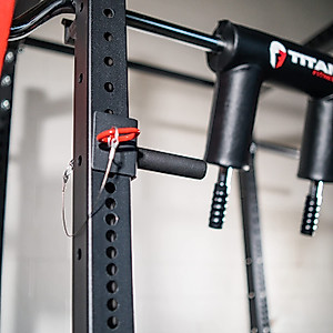 Titan Fitness Squat Handles Compatible with X-3 Series Power Rack, Sold as a Pair, Rack Mounted Dip Bar Station Attachments for 3" x 3" Tube Power Cage, Home Gym Rack Accessory