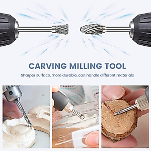 THEKBS Carbide Burr Set Die Grinder Bits Rotary Tool Bits 1/8" Shank 20 Pcs Double Cut Compatible with Dremel for Wood Carving Metal Working Polishing Engraving Drilling