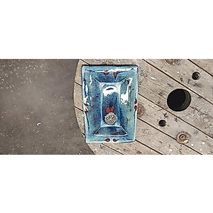 Colm De Ris Ceramic Rectangular Pottery Dish Dinner Plate Blue Kitchenware Housewarming Gift Birthday Present