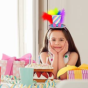 Bnikion Mini Top Hat Headband with Multicolor Feathers Fascinator for Women Lady Grils Easter Party Rainbow Parade Halloween Cosplay