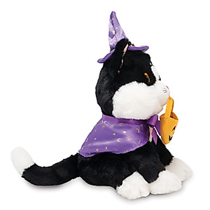 Cuddle Barn - Trick-or-Treat Tammy | Animated Halloween Tuxedo Cat Stuffed Animal Plush Toy, Dressed as Wizard Twirls to I Want Candy, 9 inches