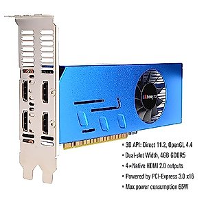 SRhonyra 4 Monitor Video Card GTX 750Ti Multi-Display 4GB GDDR5 Graphics Card Supports 4HDMI Outputs 128-bit