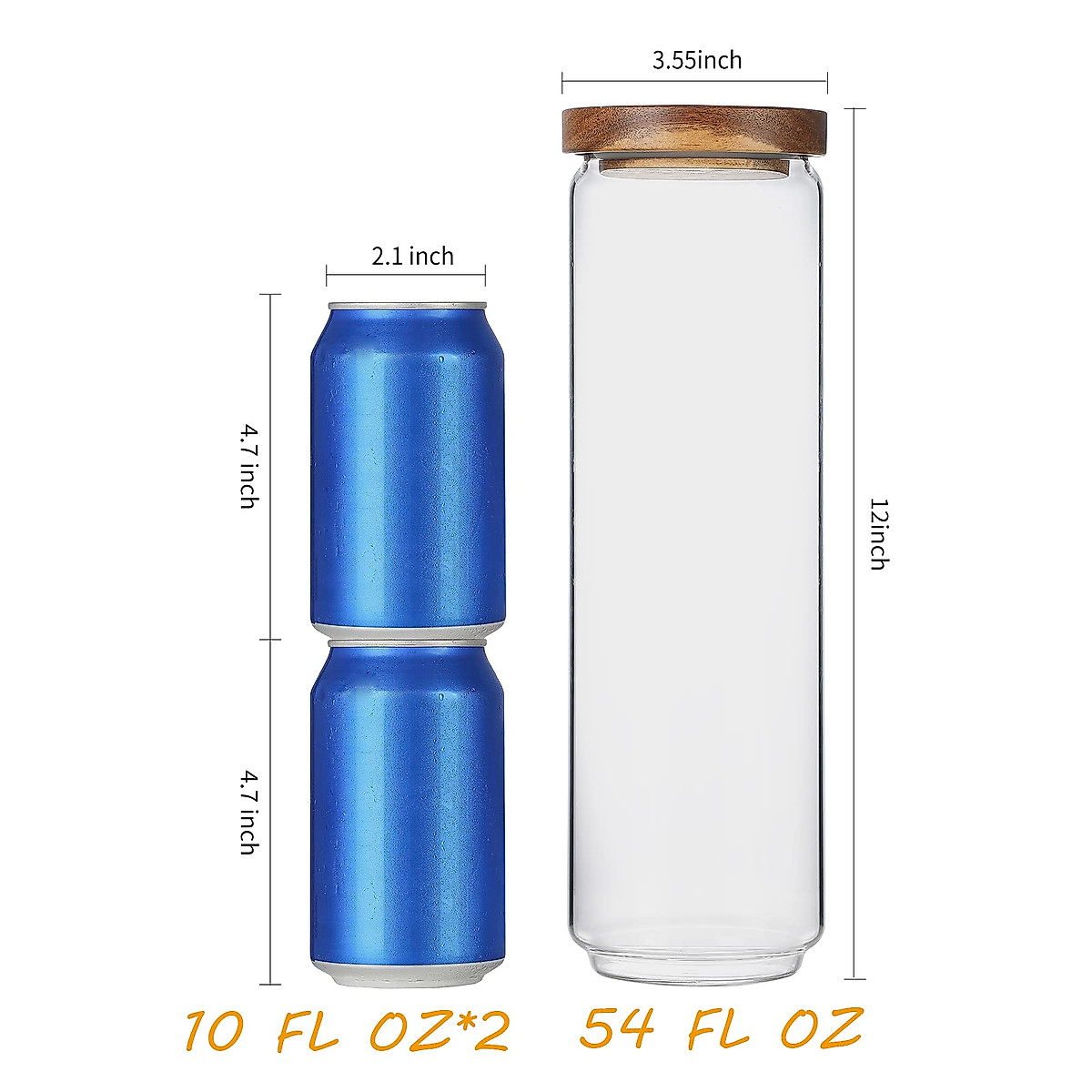 Homtop Glass Storage Containers Set of 3, 54 OZ High Borosilicate Glass Jars with Wooden Lids Kitchen Food Canisters s for Coffee Beans/Sugar/Noodles/Nuts/Cookies/Pasta