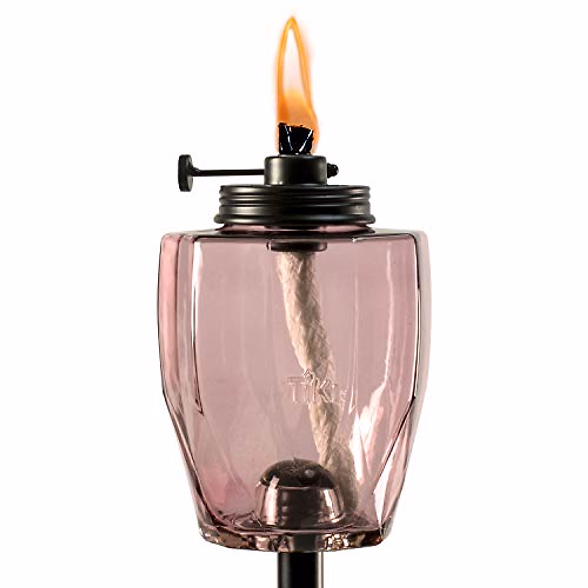 TIKI Brand Adjustable Flame TIKI Torch Glass Pink - Outdoor Decorative Lighting for Patio, Backyard, Lawn, 64 in, 1118019,Red