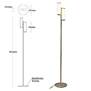 Brightech Gemini Floor Lamp, Dimmable Standing Lamp with Two Lights for Bedroom Reading, Modern Tall Tree Lamp for Offices, Mid-Century LED Lamp for Living Rooms, Great Living Room Decor - Gold/Brass