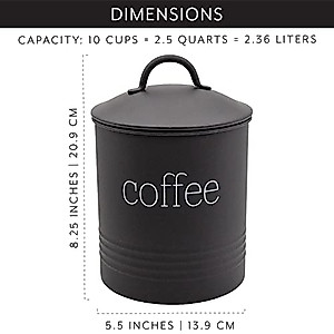 AuldHome Enamelware Black Coffee Canister; Modern Farmhouse Style Coffee Storage for Kitchen
