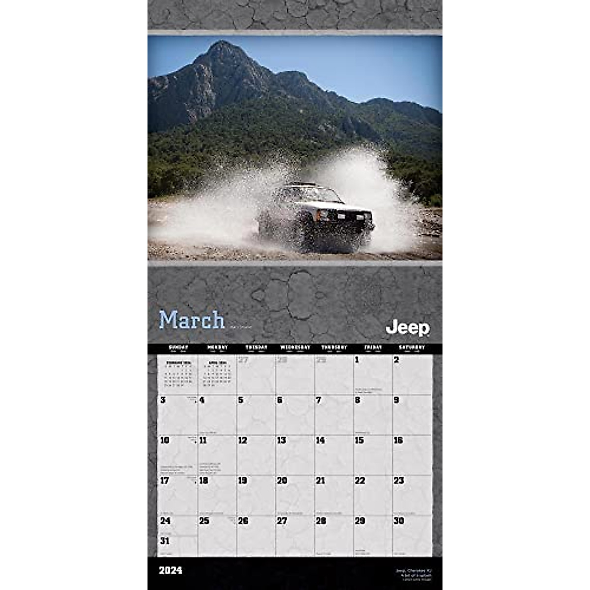 Jeep | 2024 OFFICIAL 12 x 24 Inch Monthly Square Wall Calendar | BrownTrout | Offroad Motor Car