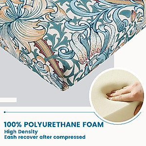 ARTPLAN Bright Floral Outdoor/Indoor Seat Cushions Set of 4,17"x16"x2" Patio ChairPad with Ties,Foam Fill,Square Round Corner Weather, Fade Resistant and Replacement,Pattern