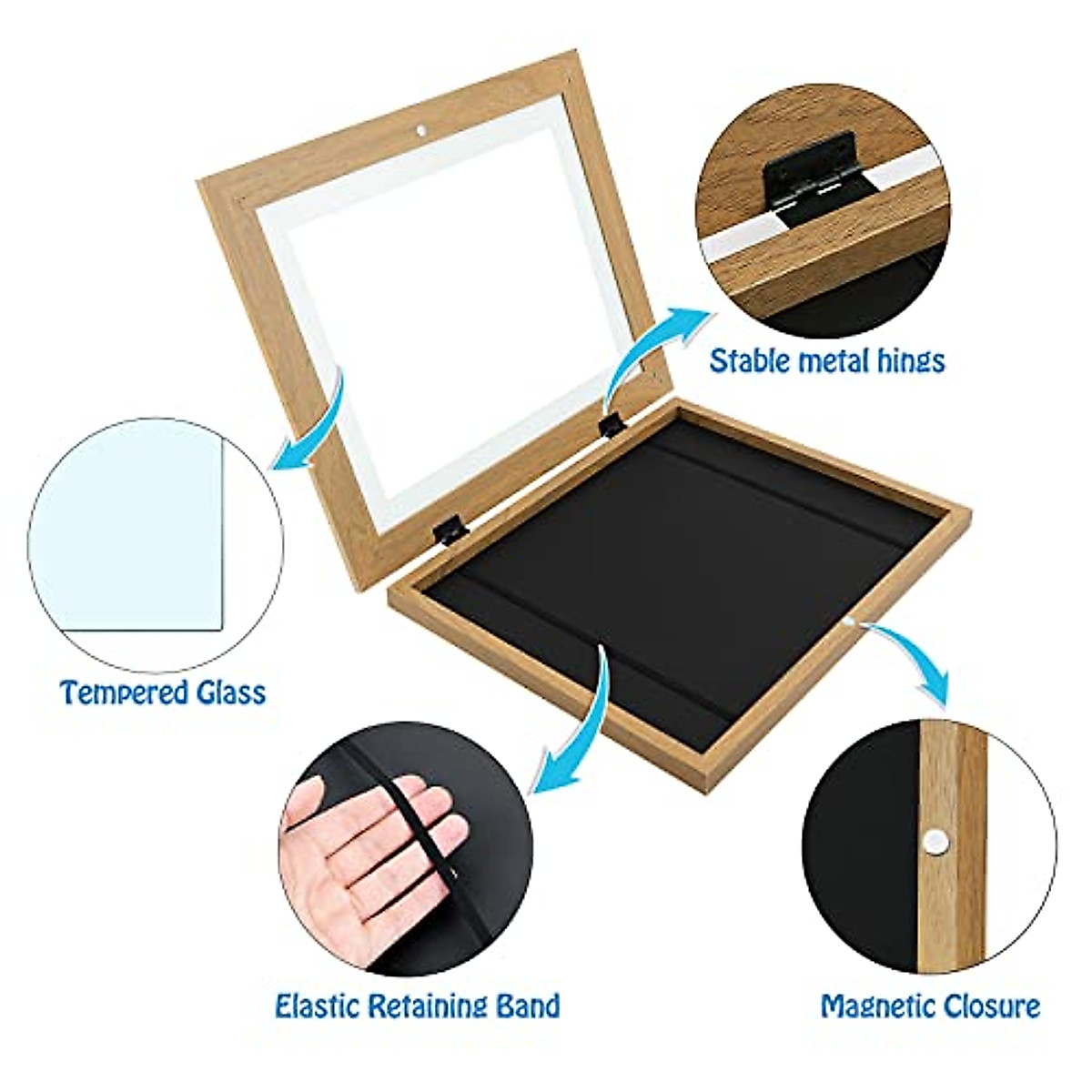 Frametory, 10x12.5 Kids Artwork Frames - Magnetic Front Opening, Tempered Glass, Tan Interchangeable Frames Can Hold About 50 PCS Artwork, Drawing, Paintings, Pictures, Art - Set of 4