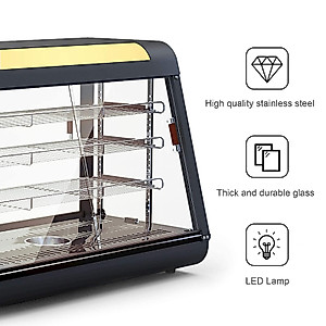 Lumelay 3-Tier Food Warmer Countertop Pizza Warmers, 35-inch Display Commercial Pastry Patty Warmer w/ 3D Heating with LED Lighting Case for Buffet Restaurant Heater Food Service, L35 x W19 x H25