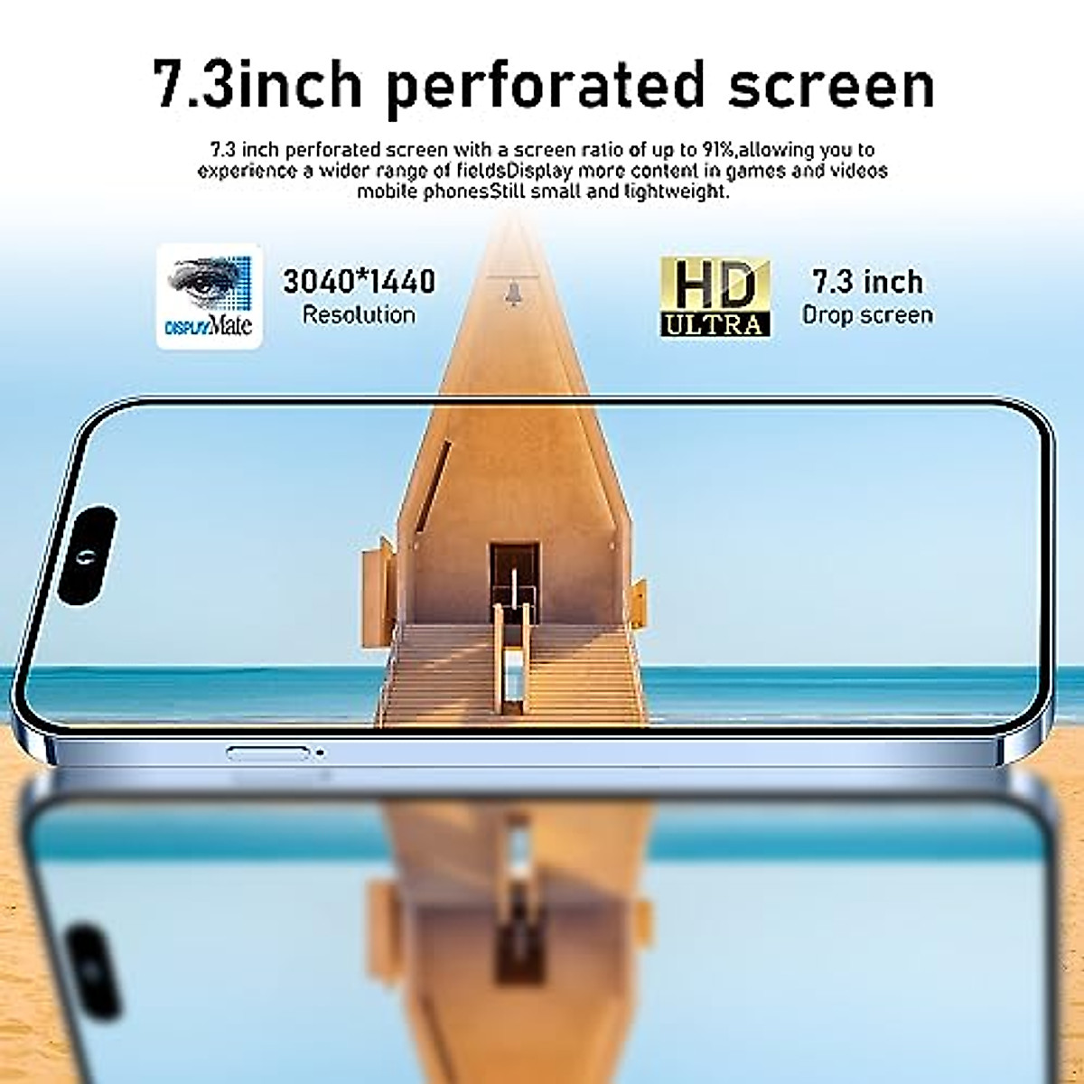 Original Unlocked Mobile Phones for i15 Pro Max, 16GB RAM 1TB ROM Global Version Smartphone, 7.3INCH HD Full Screen, Triple Camera Android Cellphones,Black-1TB