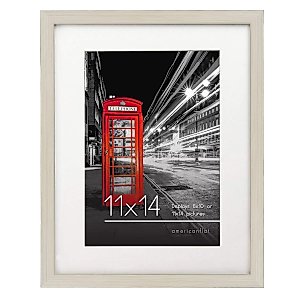 Americanflat 11x14 Picture Frame with Shatter-Resistant Glass - Use as 8x10 Frame with Mat or 11x14 Frame Without Mat - Signature Collection - Photo Frame for Wall Display - Light Wood