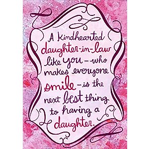 Designer Greetings Kindhearted on Sparkling Pink Border Birthday Card for Daughter-in-Law