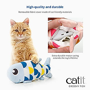 Catit Groovy Fish Interactive Cat Toy with Catnip, Blue