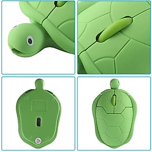 Wireless Mouse,Cute Animal Green Turtle Shape Portable Quiet Optical USB Mice, 1600 DPI 3 Buttons Silent Cordless Mouse for PC Laptop Computer Notebook MacBook Desktop