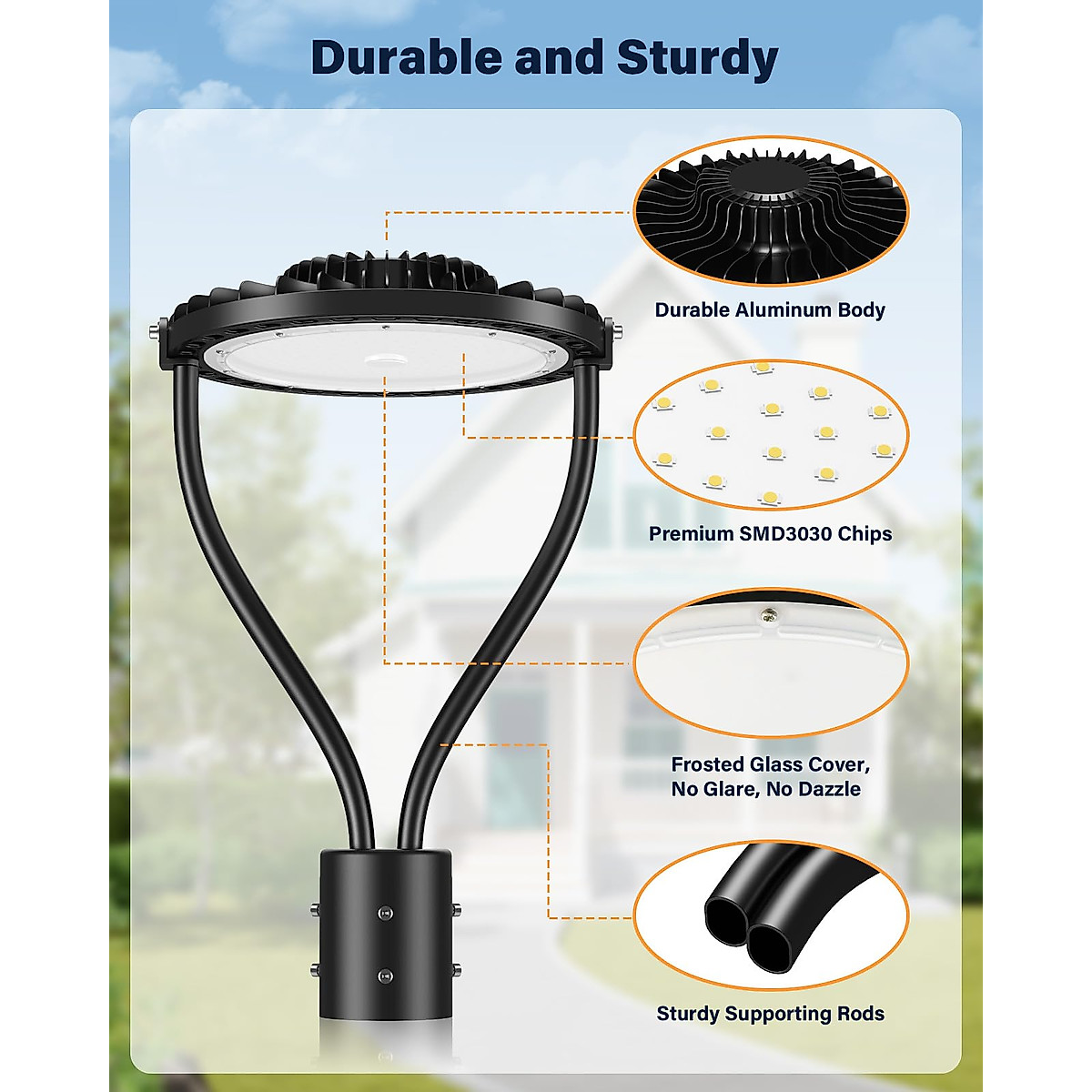 LED Post Top Light 150W, LED Circular Area Light 21000Lm 5000K LED Parking Lot Light, Outdoor Pole Lights Fixture for Garden Yard Street Lighting