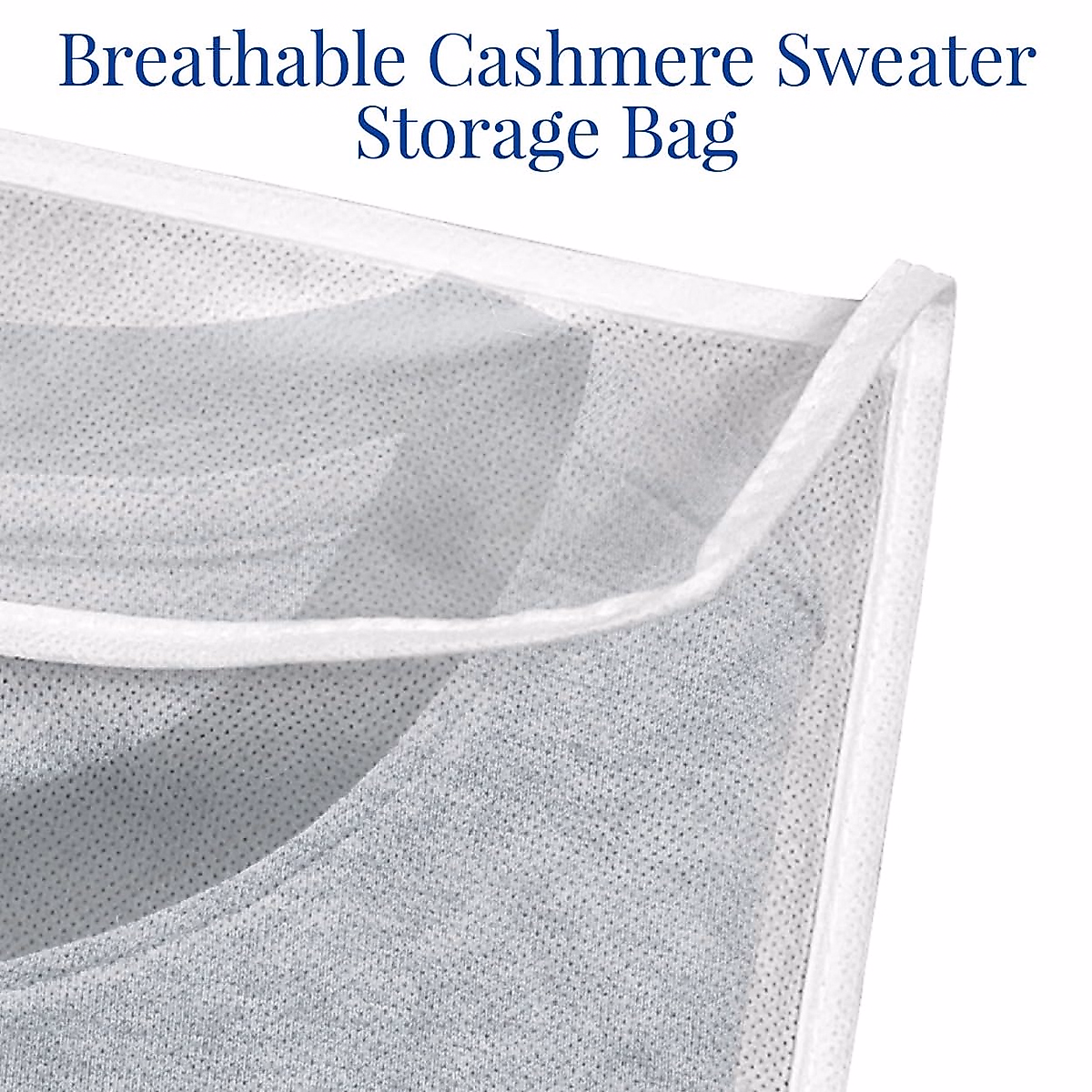 The Clothing Doctor Breathable Cashmere Sweater Storage Bag, Convenient Snap With Flap Closure, Clear Window For Easy Identification, 12.6"x16.2", Pack Of 6, White
