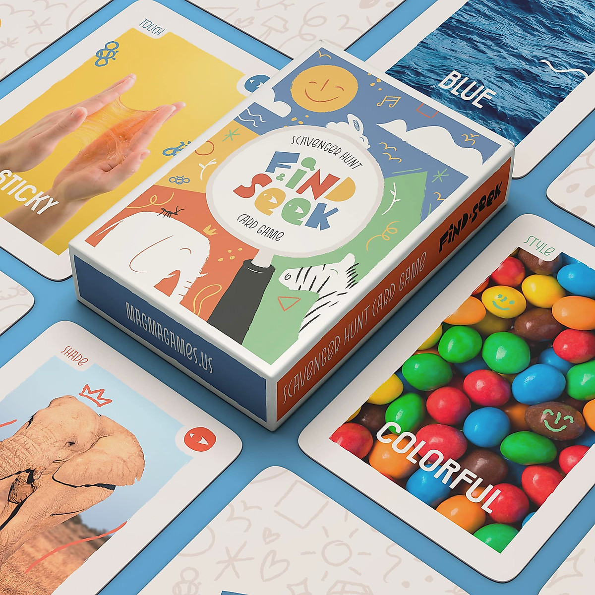 Find and Seek Scavenger Hunt Game Kids Ages 4-8 from Magma Games - Outdoor Activities for Kids Ages 4-8 - Card Based Camping Games - Charades for Kids Activities for Kids - Nature Seek & Find It Game