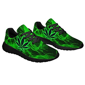 Marijuana Leaf Shoes Mens Womens Pot Leaf 420 Weed Running Sneakers Cannabis Leaf Walking Tennis Shoes Black Size 9