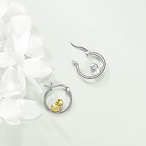 Duck Earrings Sterling Silver Duck Hoop Earrings Cute Animal Duck Jewelry Gifts for Women Girls