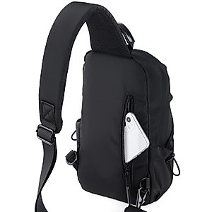 Crossbody Sling Backpack Sling Bag for Men Women, Small Chest Bag Daypack Fanny Pack Cross Body Bag for Hiking Traveling Outdoors - Black