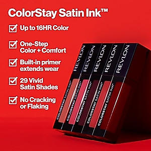 REVLON Liquid Lipstick, Lip Makeup, ColorStay Satin Ink, Longwear Rich Lip Colors, Formulated with Black Currant Seed Oil, 032 Lady Topaz, 0.17 Fl Oz