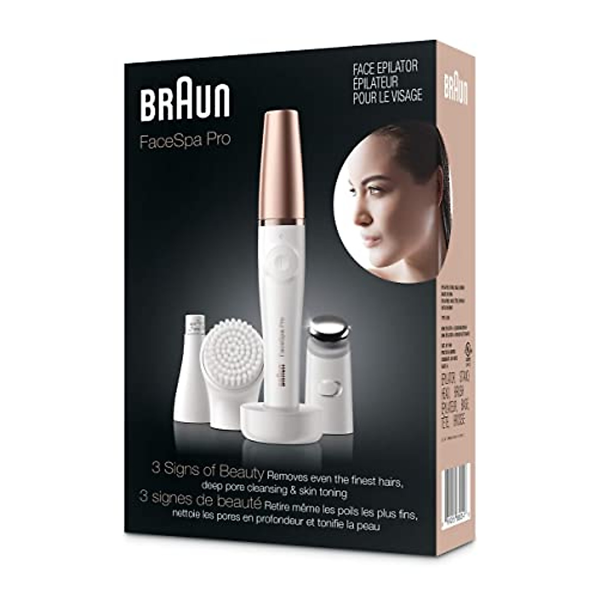 Braun Face Epilator Facespa Pro 911, Facial Hair Removal for Women, 3-in-1 Epilating, Cleansing Brush and Skin Toning with 3 extras