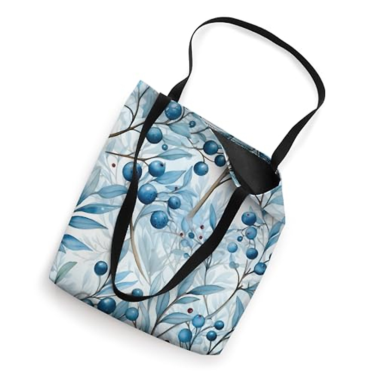 Floral Christmas Nature Decor For Women Blue Holly Berry Tote Bag