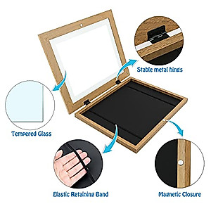 Frametory, 10x12.5 Kids Artwork Frames - Magnetic Front Opening, Tempered Glass, Tan Interchangeable Frames Can Hold About 50 PCS Artwork, Drawing, Paintings, Pictures, Art - Set of 4