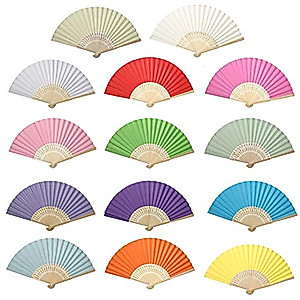 Hztyyier Folding Fan, Handheld Folding Paper Fan with Bamboo Fan Bone Gift for Wedding Festival Party, Performance Decoration (White)