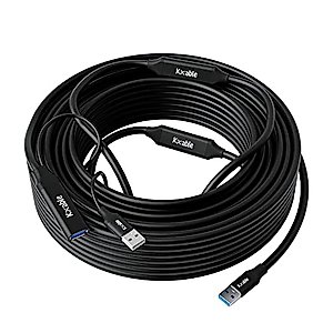 USB 3.0 Active Extension Cable 75 Feet, Type A Male to Female Extender Cord, USB Repeater Cable with 3 Signal Boosters & USB Power Supply, for Laptop, Hard Drive, Printer, Webcam, Xbox, VR, PS4