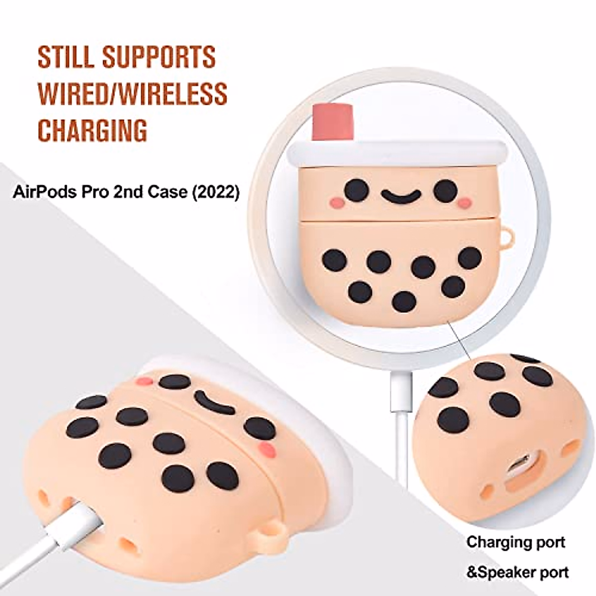 AirPods Pro 2 Case Cute with Boba Keychain,AirPods Pro 2nd Generation Case Cover 2022,Pink Boba Tea AirPod Pro 2 Cases Only Cute AirPods Pro 2Case for Girls Women (AirPod Pro 2 Case)