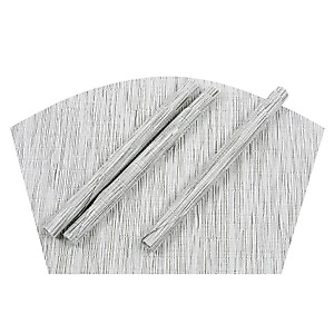 SHACOS Round Table Placemats Set of 5 Wedge Shaped Place Mat with Round Centerpiece Mat Heat Resistant Table Mats Washable (5, Gray White)