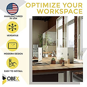 Obex Clear Acrylic Desk Mounted Privacy Panel, 12", Aluminum