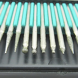 KEWAYO Diamond Drill Bit Set, Glass Gemstone Metal with 2.35mm Bur Shank for Jewelry,Glass,Stone,Ceramic,Gemstones Lapidary Pack of 30