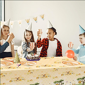 3PCS Yellow Classic Winnie Baby Shower Tablecloths, Birthday Party Decorations Boys Birthday Disposable Plastic Tablecloths Party Supplies -54x108IN