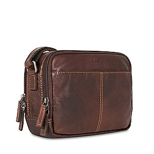 Voyager Double Zippered Crossbody Bag #7195 (Brown)