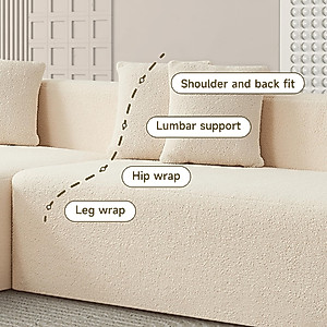 VnndeNest 105" Modular Sectional Couch, Comfy Upholstered L-Shape Sectional Sofa with Left Chaise Lounge, Lambwool Sherpa Fabric Corner Sofa, 4 Seater Cloud Sofa for Living Room, Bedroom, Beige